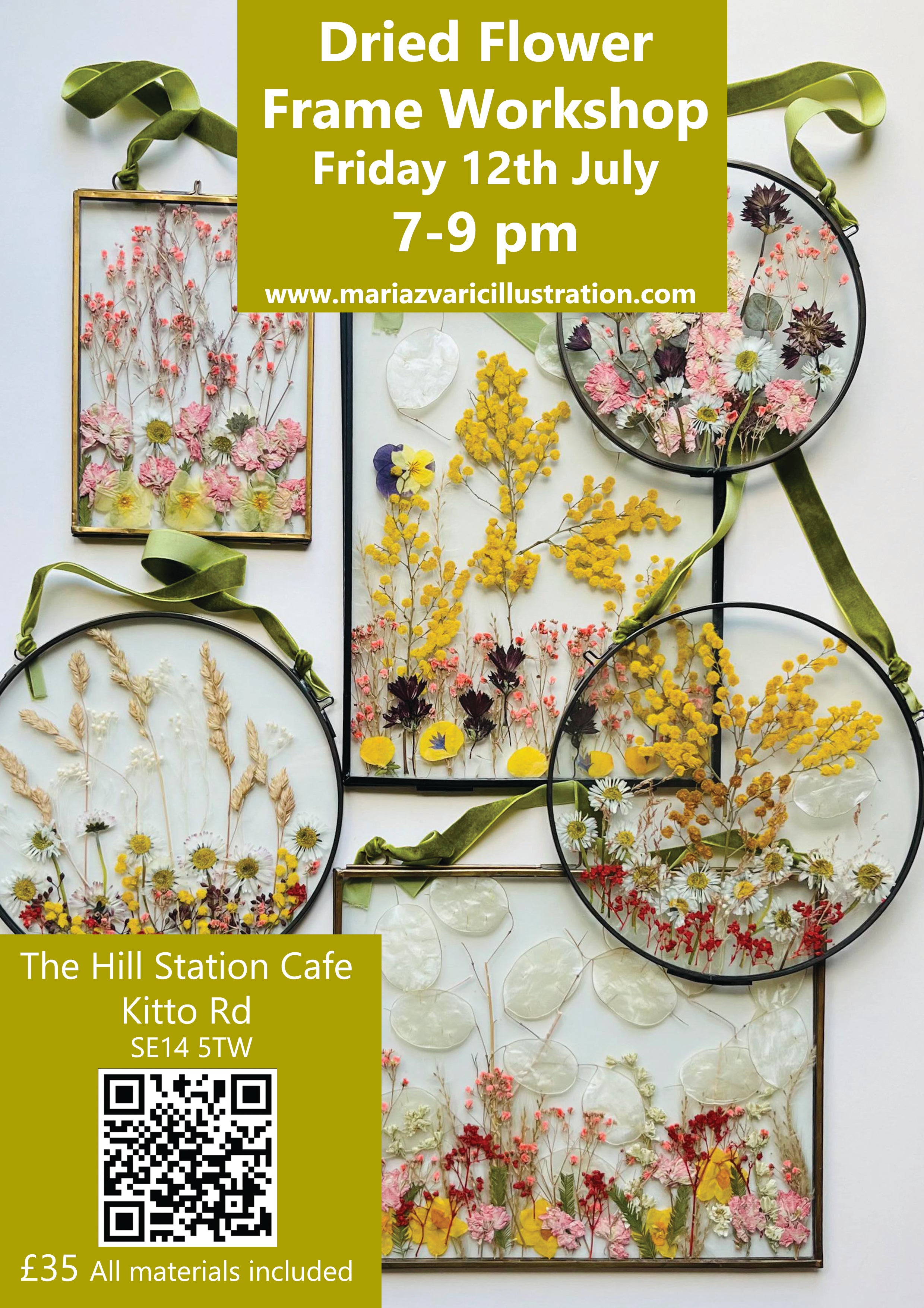 Workshop Dried Pressed Flower Frame – Maria Zvaric Illustration